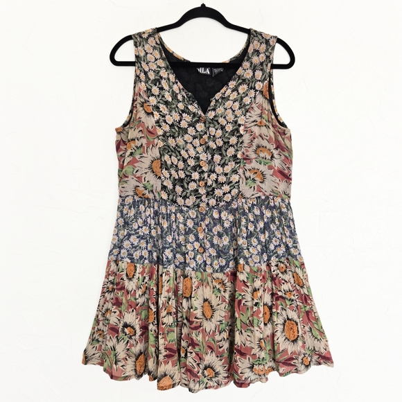 Bila | Dresses | Vintage Bila Floral Patchwork Sunflower Daisy Mini ...
